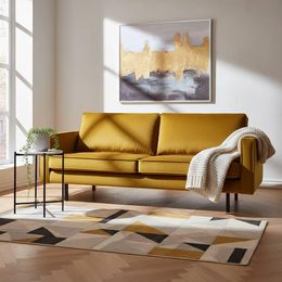 Pharao24.de Retro Couch in Gelb Samtbezug