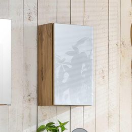 Pharao24.de Badezimmer H&auml;ngeschrank in Wei&szlig; und Wildeiche Optik 40 cm breit