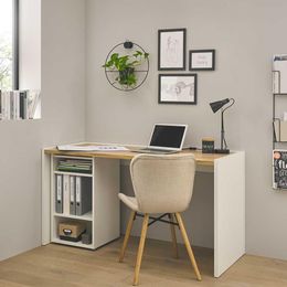 Pharao24.de Laptopschreibtisch in modernem Design Wei&szlig; und Wildeichefarben (zweiteilig)