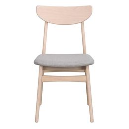 Pharao24.de Skandi St&uuml;hle in Hellgrau Stoff Holz White Wash (2er Set)