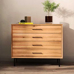 Pharao24.de Schlafzimmer Kommode massiv im Skandi Design vier Schubladen