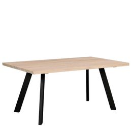 Pharao24.de Esszimmer Tisch in Holz White Wash und Schwarz Industry Stil