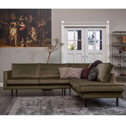Pharao24.de L Couch in Taupe Samt Retro Look