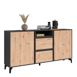Pharao24.de Wohnzimmersideboard in modernem Design zwei Schubladen und T&uuml;ren