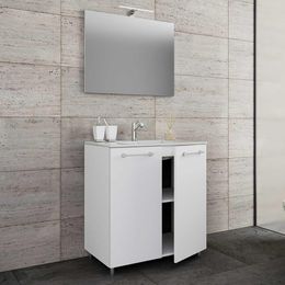 Pharao24.de Badm&ouml;bel Set 60 oder 80 cm in Wei&szlig; LED Beleuchtung (zweiteilig)