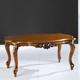 Pharao24.de Wohnzimmertisch Barockstil in Buche Braun teilmassiv 103 cm breit