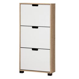 Pharao24.de Schuhkipper Schuhgarderobe in Wei&szlig; matt und Wei&szlig;eiche Holzoptik