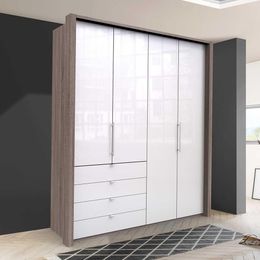 Pharao24.de Moderner Jugend Kleiderschrank mit Faltt&uuml;ren vier Schubladen