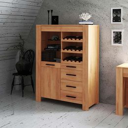 Pharao24.de Massivholz Barschrank aus Kernbuche ge&ouml;lt 110 cm