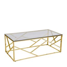 Pharao24.de Rechteckiger Couchtisch aus Sicherheitsglas & Metall 120 cm breit