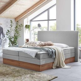 Pharao24.de Box Polsterbett mit Bettkasten Grau & Walnuss