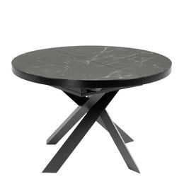 Pharao24.de K&uuml;chen Tisch in Schwarz Marmoroptik Butterflyauszug