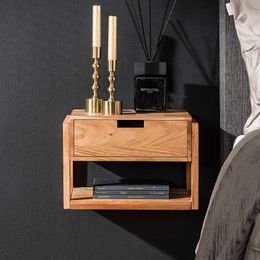 Pharao24.de Nachttisch Kommode h&auml;ngend aus Akazie Massivholz 39 cm breit