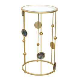Pharao24.de Design Beistelltisch in Goldfarben Spiegelglas und Metall
