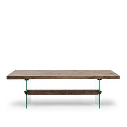 Pharao24.de Designesstisch aus Asteiche Massivholz Glas Wangengestell