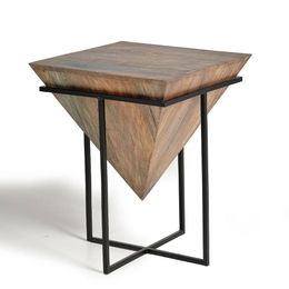 Pharao24.de Beistelltisch Holztisch aus Metall mit Massivholzplatte
