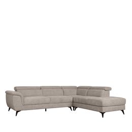 Pharao24.de Ecksofa Wohnlandschaft mit Fu&szlig;gestell aus Metall in Beige