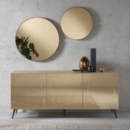 Pharao24.de Sideboard mit Spiegelglas in Bronze und Taupe Fu&szlig;gestell aus Metall