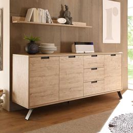 Pharao24.de Wohnzimmer Sideboard im Retro Design Eiche