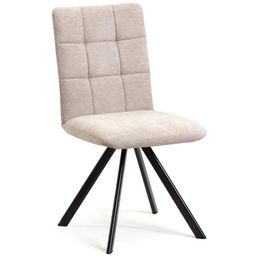 Pharao24.de Esszimmerstuhl Polsterstuhl Esszimmer in Beige mit Gestell aus Metall (2er Set)