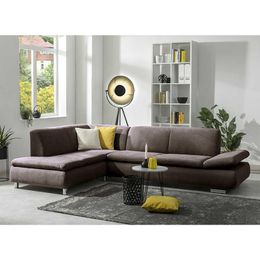 Pharao24.de Couch in Dunkelbraun Fu&szlig;gestell aus Metall