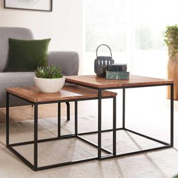 Pharao24.de Wohnzimmer Tische modern aus Akazie Massivholz B&uuml;gelgestell (zweiteilig)