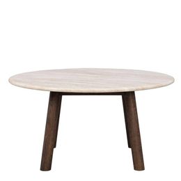 Pharao24.de Sofa Tisch mit beiger Marmorplatte Gestell in Eiche dunkel