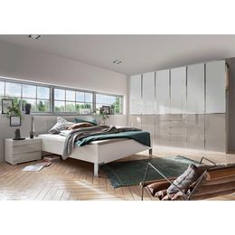 Pharao24.de Komplettschlafzimmer in Wei&szlig; und Hellgrau Made in Germany (vierteilig)