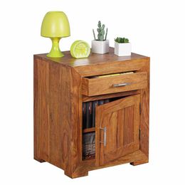 Pharao24.de Nachtkonsole aus Sheesham Massivholz 60 cm hoch