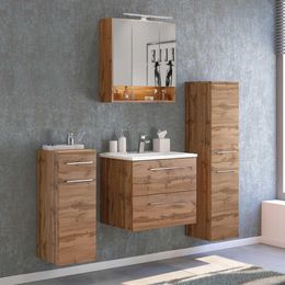Pharao24.de Design Badm&ouml;belset in Wildeichefarben 120 cm breit (vierteilig)