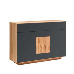Pharao24.de Flur Sideboard in Anthrazit und Kernbuche massiv 120 cm breit