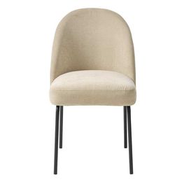 Pharao24.de Esstisch St&uuml;hle Beige aus Chenillegewebe Metall (2er Set)