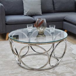 Pharao24.de Couchtisch aus Edelstahl runder Form
