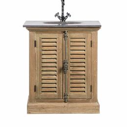 Pharao24.de Waschbeckenschrank aus Kiefer antik Lamellen Optik