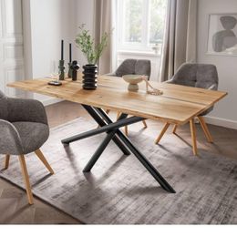Pharao24.de Esstisch Massivholztisch mit nat&uuml;rlicher Baumkante in modernem Design