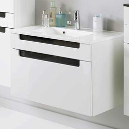 Pharao24.de Waschtischunterschrank inklusive Waschbecken Wei&szlig;-Anthrazit