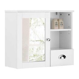 Pharao24.de Kleiner Spiegelschrank in Wei&szlig; T&uuml;r und Regal