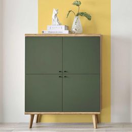Pharao24.de Esszimmer Highboard Skandi in Graugr&uuml;n Wildeichefarben