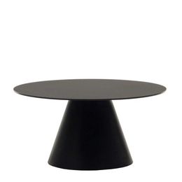 Pharao24.de Couchtisch schwarz rund in modernem Design Glasplatte und Metallgestell