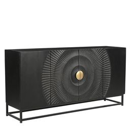 Pharao24.de Sideboard Massivholzkommode in Schwarz und Goldfarben