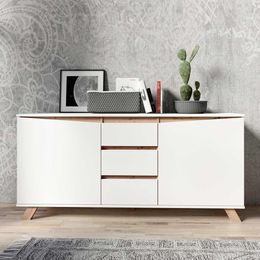 Pharao24.de Esszimmer Kommode gro&szlig; in Wei&szlig; und Wildeiche NB 160 cm breit