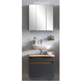 Pharao24.de Badm&ouml;bel Set G&auml;ste WC im Landhausstil LED Beleuchtung (zweiteilig)