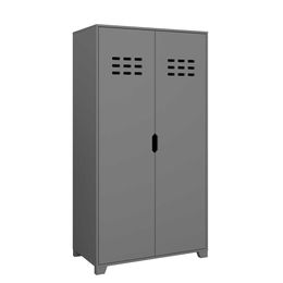 Pharao24.de Kleiderschrank aus MDF Grau lackiert 2 Kleiderstangen
