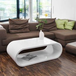 Pharao24.de Designercouchtisch in Hochglanz Wei&szlig; 120 cm breit