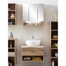 Pharao24.de G&auml;ste WC M&ouml;bel in Wildeichefarben Baumkanten Optik Platte (zweiteilig)
