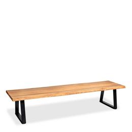 Pharao24.de Massivholz Bank Bank in Wildeichefarben 45 cm hoch