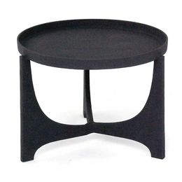 Pharao24.de Aluminium Beistelltisch schwarz mit Dreifu&szlig;gestell 37 cm hoch