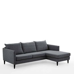 Pharao24.de Wohnzimmer Ecksofa in Anthrazit Webstoff Skandi Design