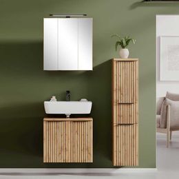 Pharao24.de Design Badezimmerm&ouml;bel in Wildeichefarben Schwarz (dreiteilig)