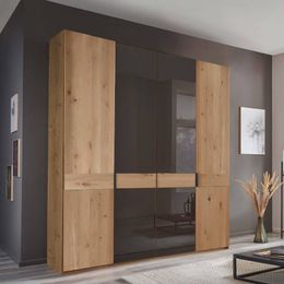 Pharao24.de Kleiderschrank Dreht&uuml;rschrank in Eiche Bianco und Dunkelbraun